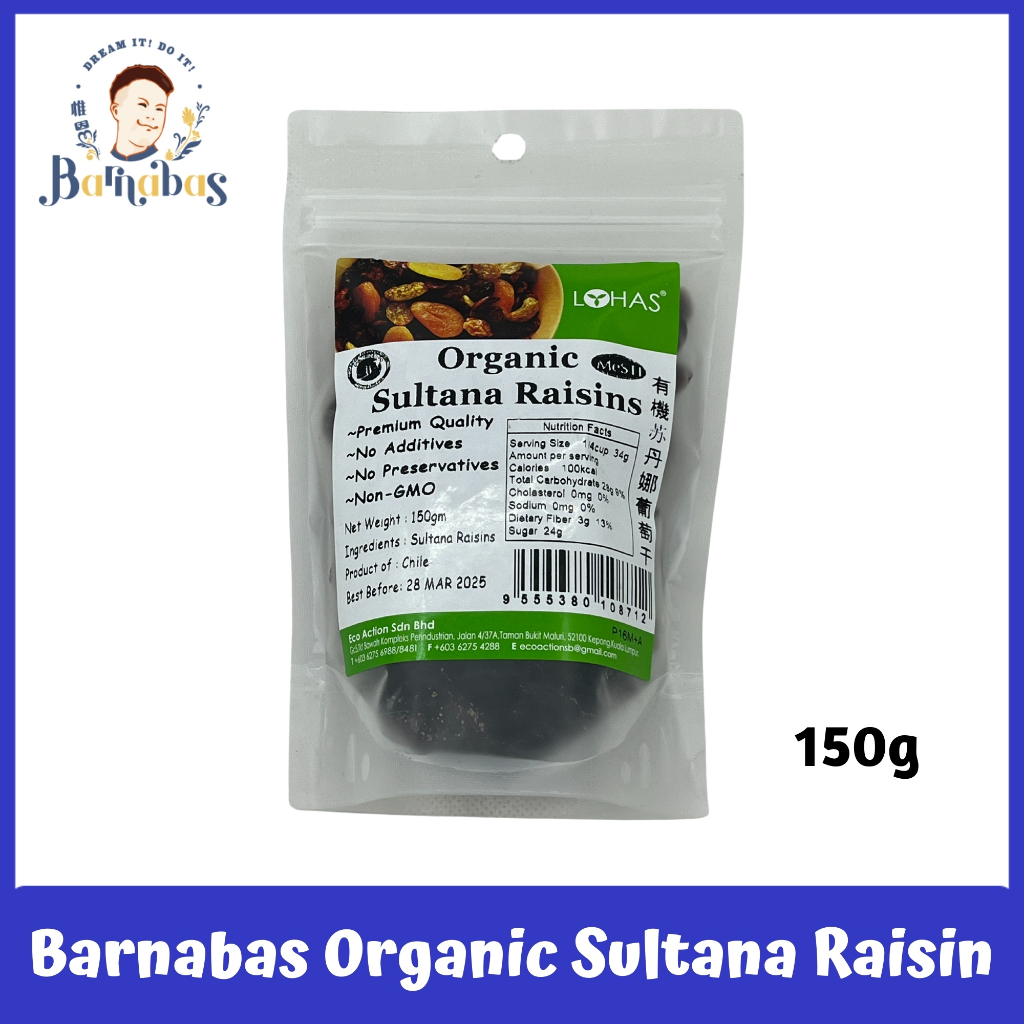 Barnabas Organic Sultana Raisin 有机苏丹娜葡萄干 - 150g | Shopee Philippines