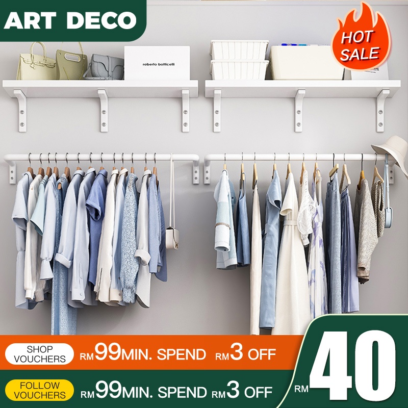 Clothes Rack Clothes Bar Wall Rack Set Rak Baju Modern Hanging Rack ...
