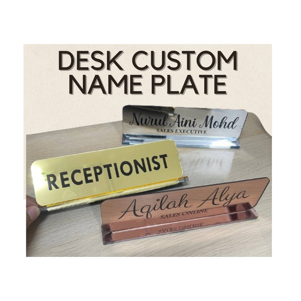 PERSONALIZED CUSTOM NAME DESK PLATE TANDA NAMA MEJA NAME STAND PLATE ...