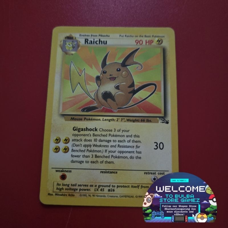 Raichu 29/62 Fossil Vintage Unlimited Lightly Played LP Pokémon TCG ...