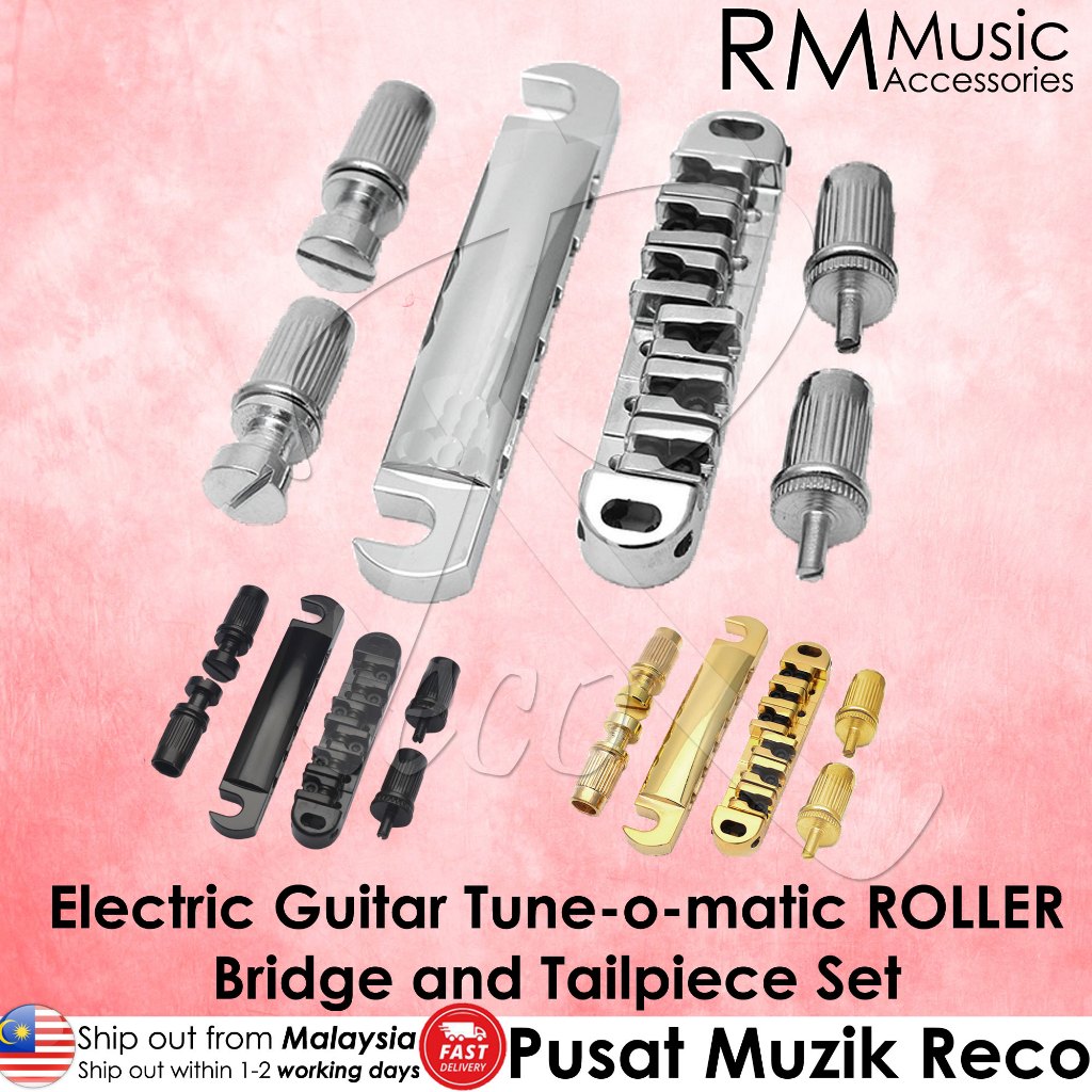 RM Electric Guitar ROLLER Bridge Tune-o-matic Bridge and Tailpiece Set ...