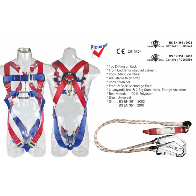PICASAF FULL BODY HARNESS WITH ABSORBER SIRIM | Shopee Philippines