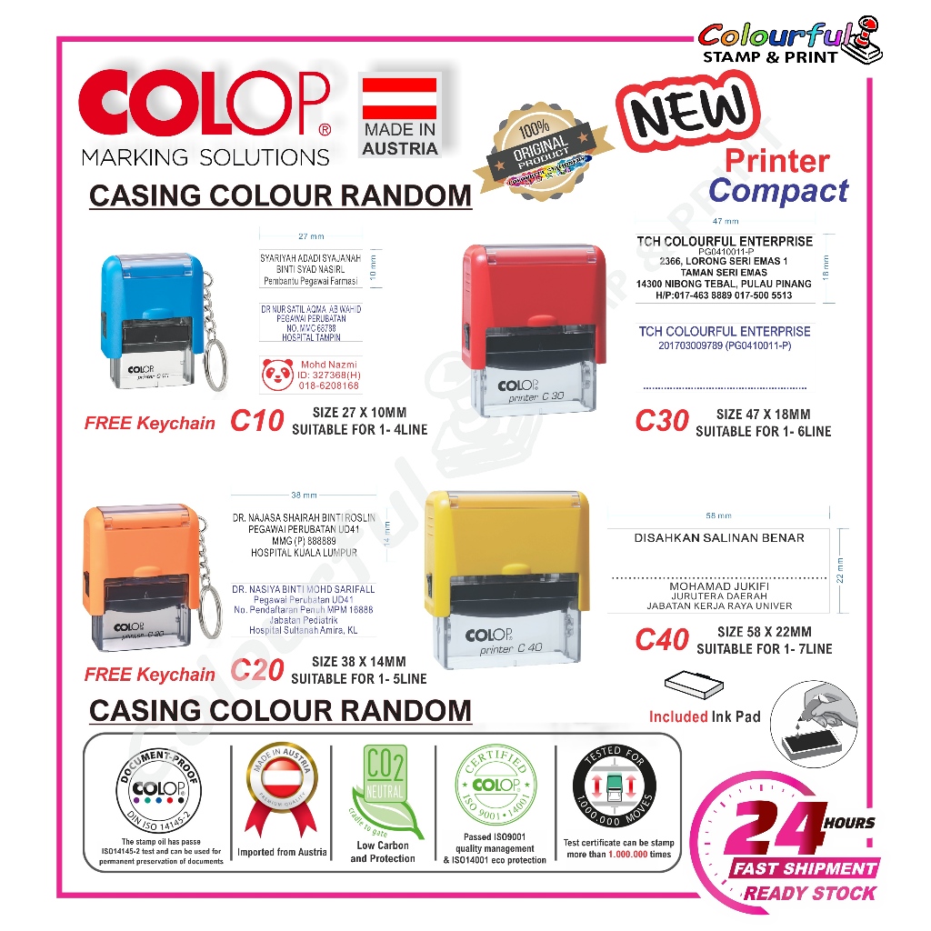 COLOP Printer Compact Self-Inking Custom Made Rubber Stamp(Hospital ...