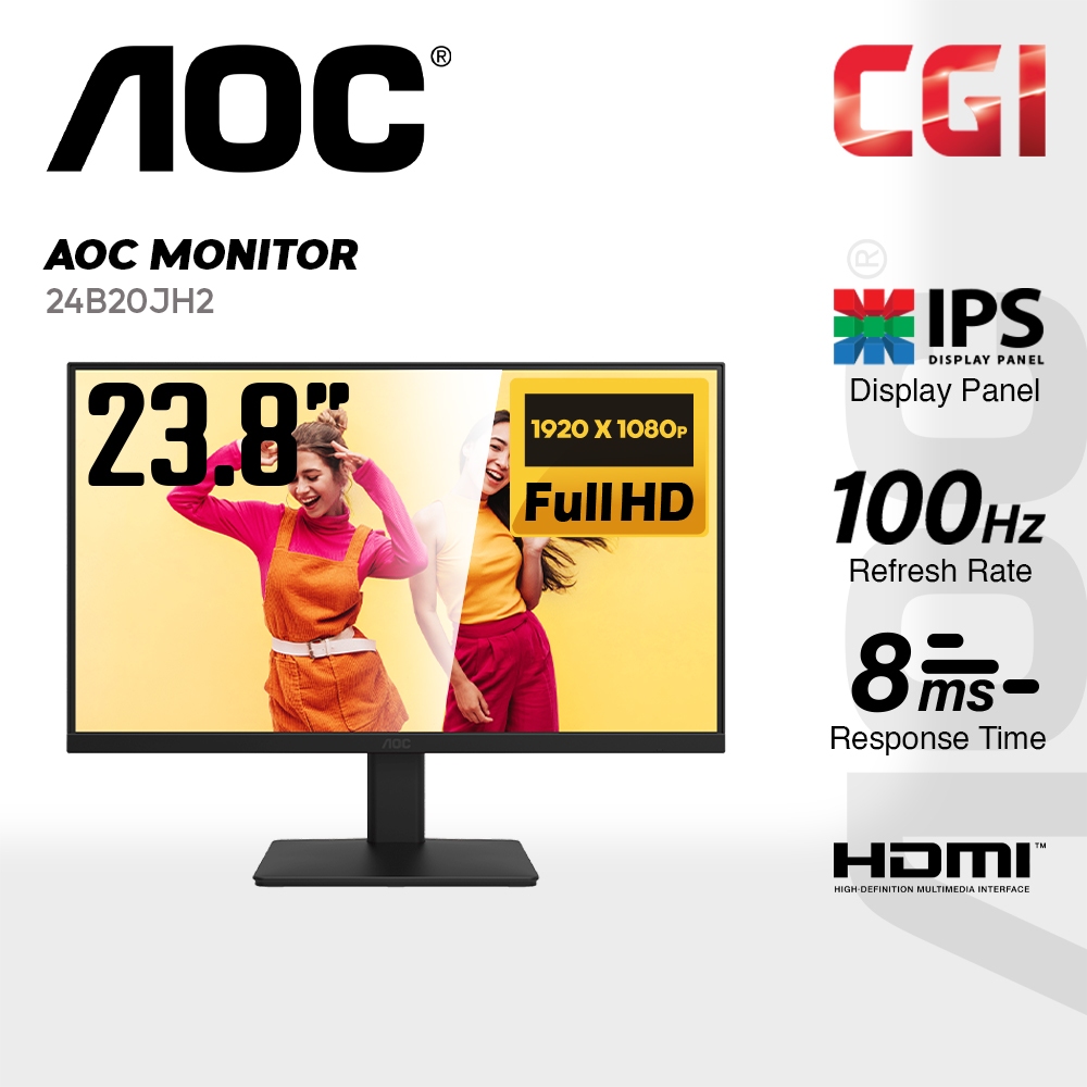 AOC 23.8" 24B20JH2 IPS FHD Adaptive Sync 100Hz 8ms Fameless Monitor ...