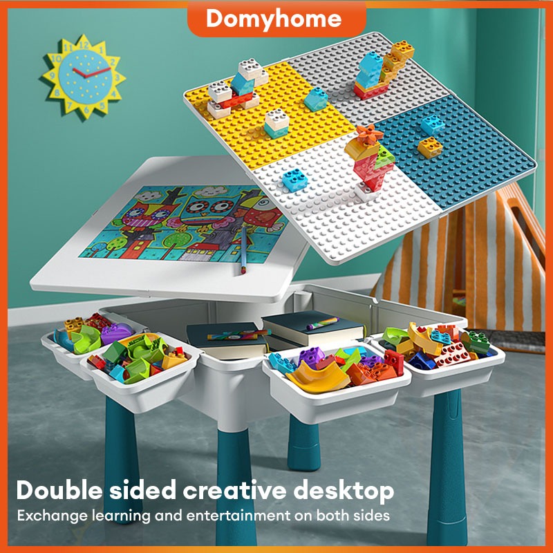Multi Function Children Building Blocks Table Learning Playing Study ...
