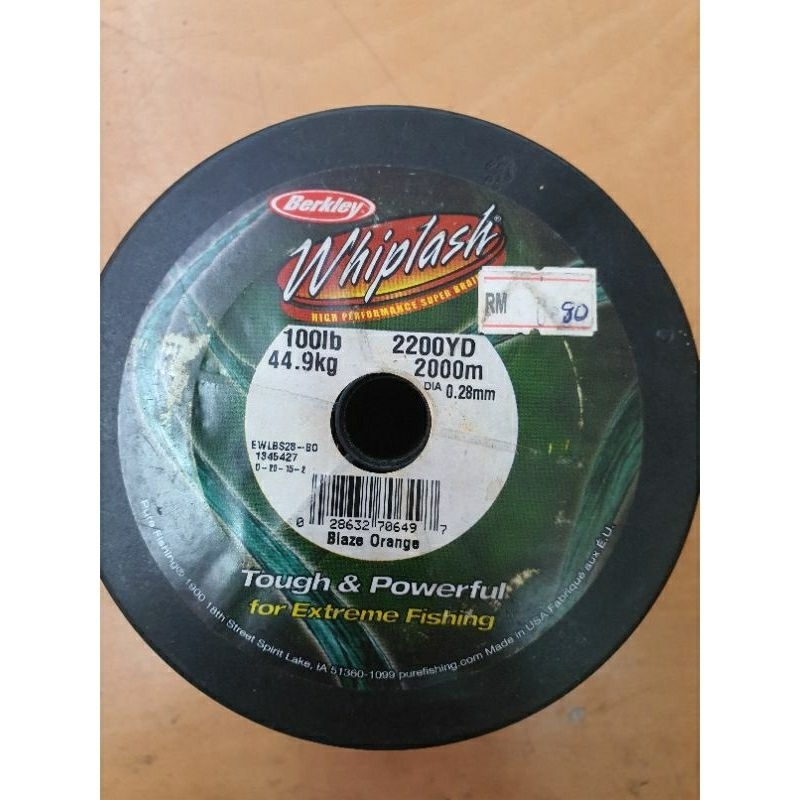 BERKLEY WHIPLASH BRAID 100LB BLAZE ORANGE COLOUR SELLING METER/ METER ...