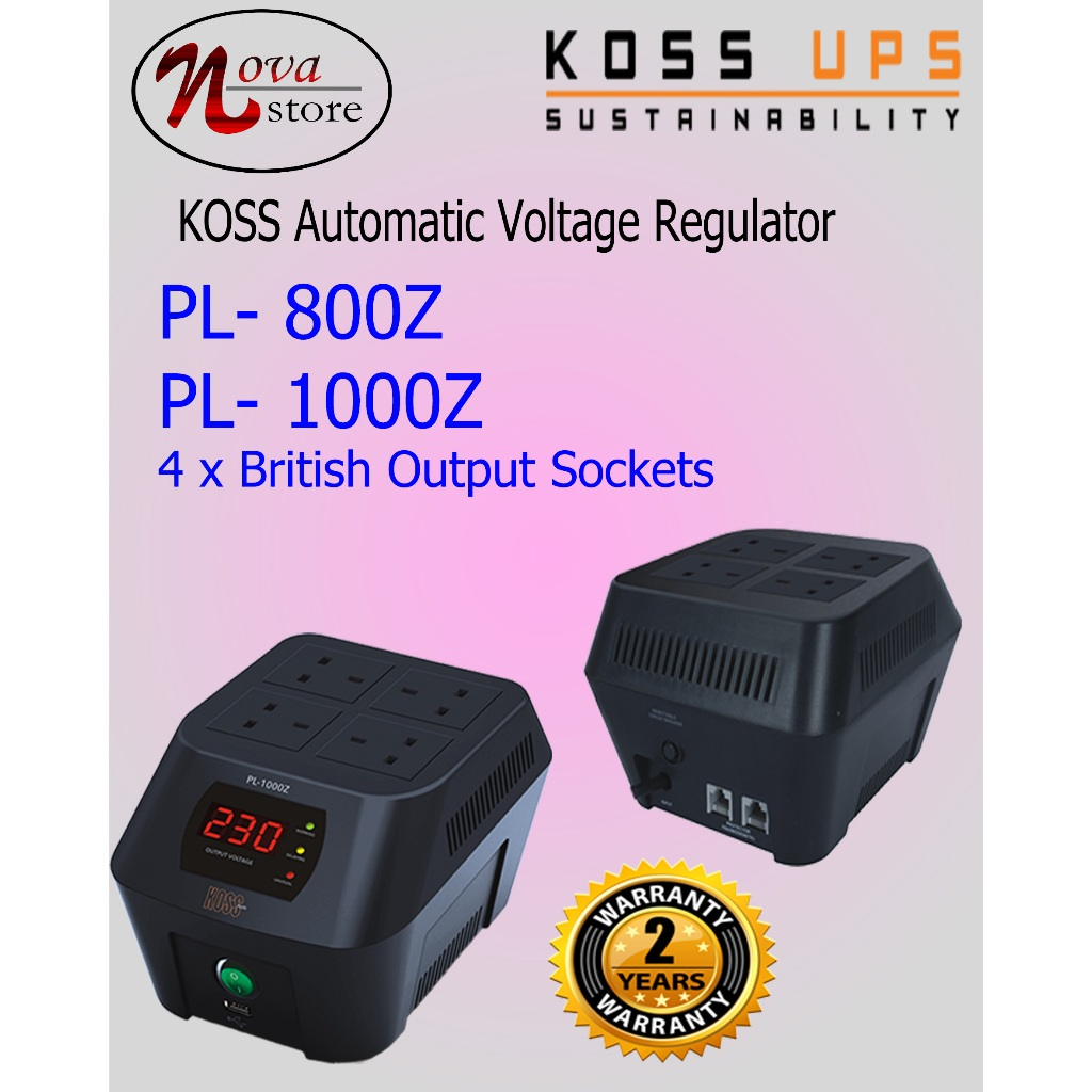 Koss -AVR PL-800Z 800VA/PL-1000Z 1000VA 4 x Sockets Automatic Voltage ...