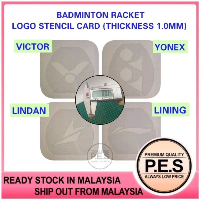 【PES】BADMINTON RACKET LOGO CARD / STENCIL CARD - YONEX / LINING / LINDAN / VICTOR (1MM thicknes ...
