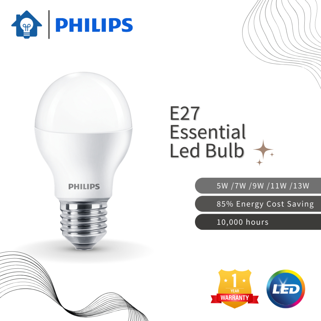 Philips Essential 5W 7W 9W 11W 13W E27 LED Bulb ( Warm White / Daylight ) | Shopee Philippines