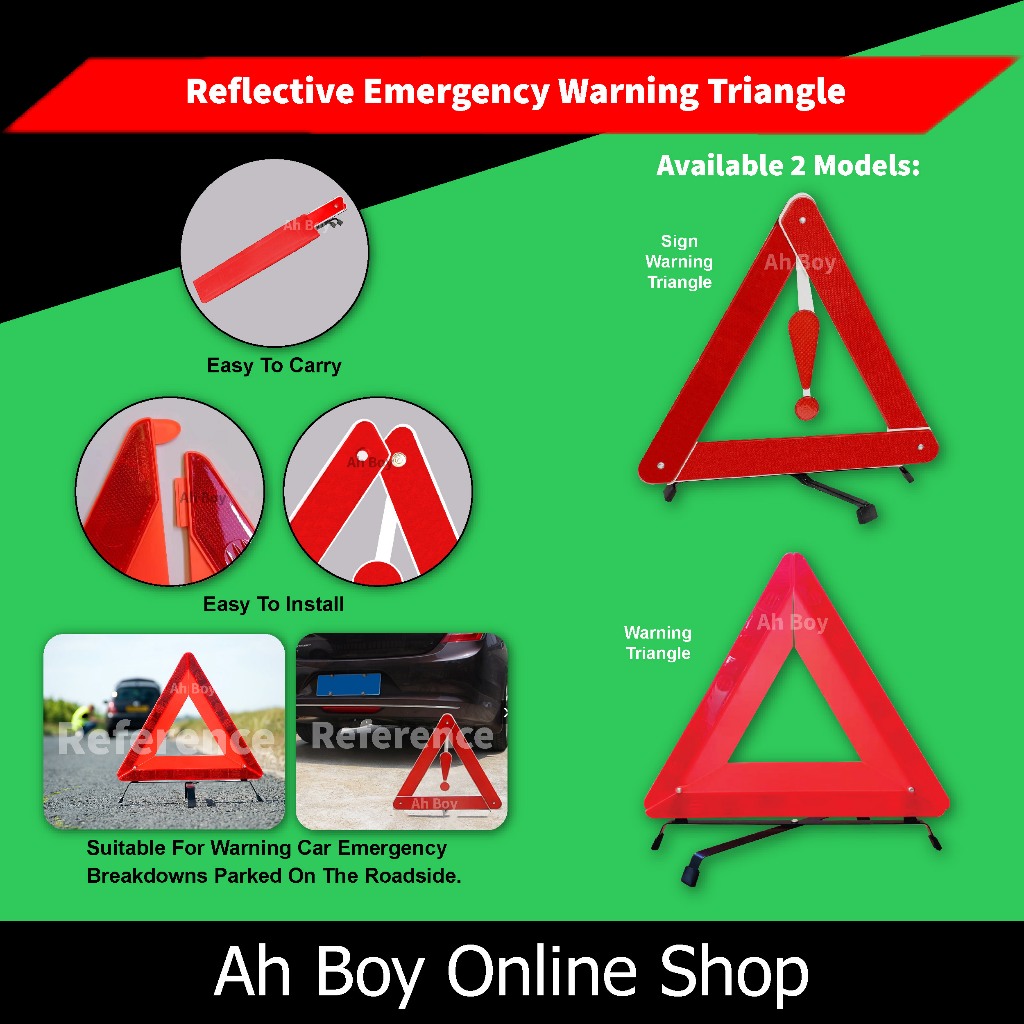 Red Reflective Safety Foldable Triangle Warning Sign with Plastic Box ...