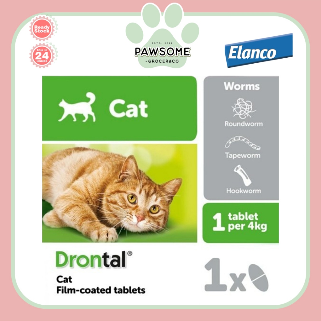 ELANCO DRONTAL Cat Dewormer Tablet / Ubat Cacing Kucing - 1 Tablet ...