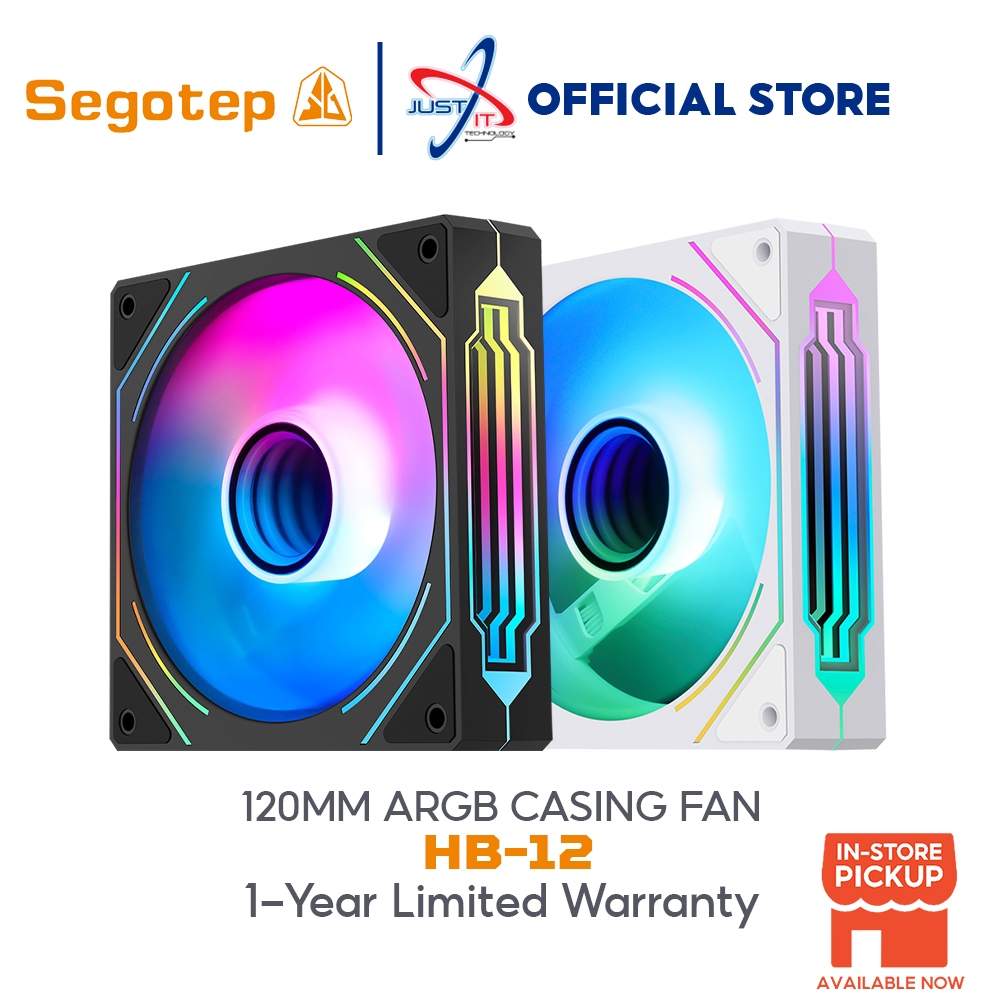 SEGOTEP HB-12 ARGB Casing Fan With Controller - Black/White (120mm/3 ...