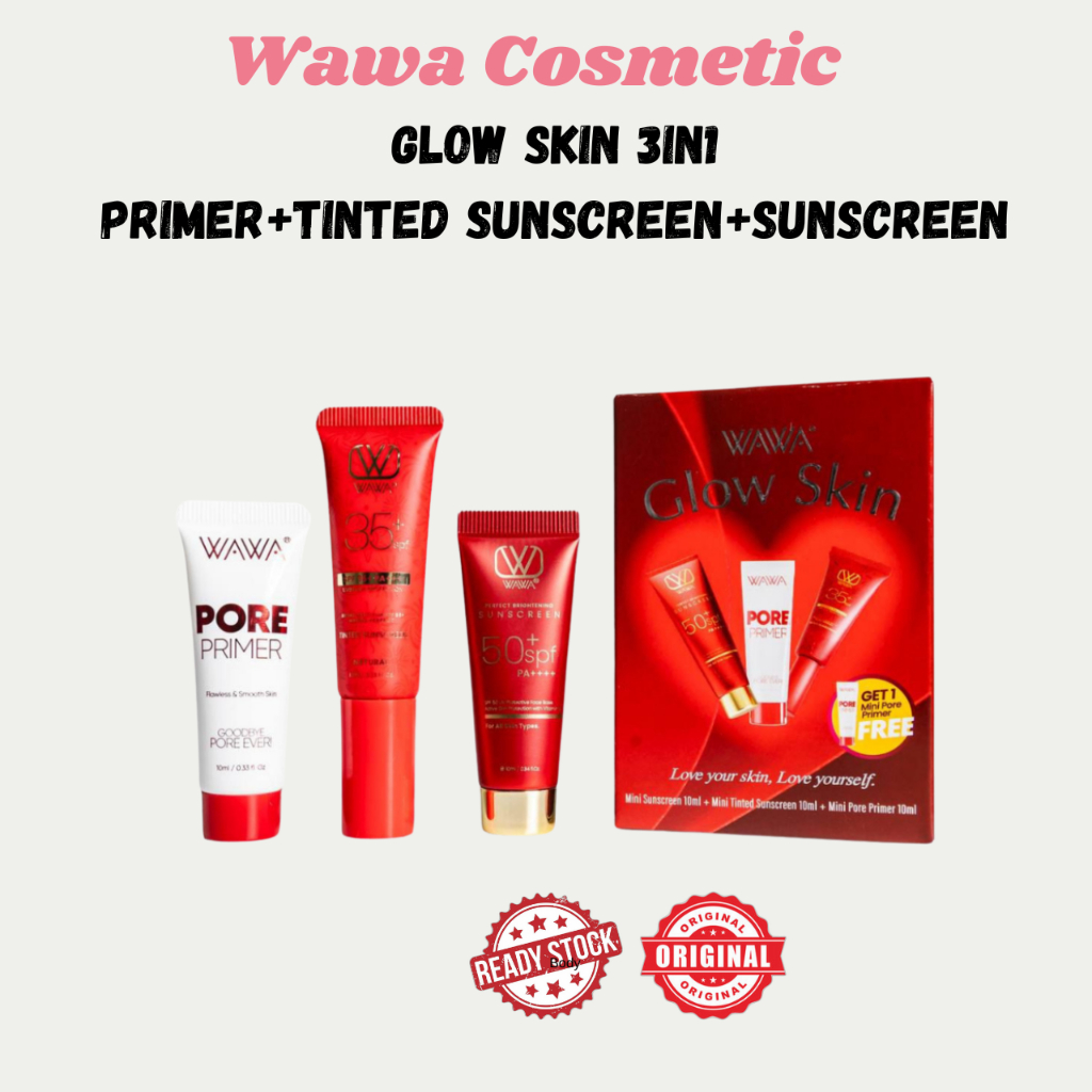 WAWA GLOW SKIN (PRIMER+TINTED SUNSCREEN+SUNSCREEN) | Shopee Philippines