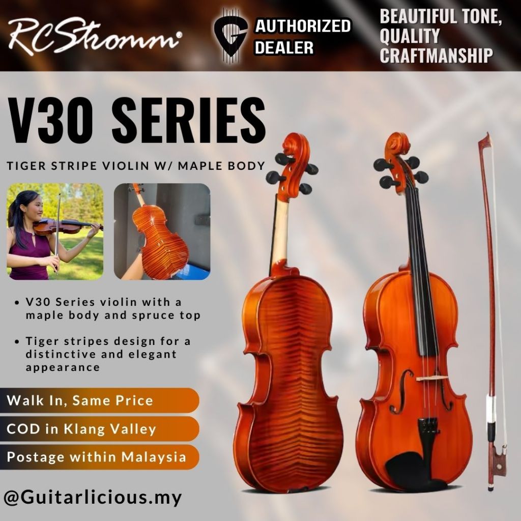V30 Series Beginner Standard Violin Maple Body with Spruce top, Tiger ...
