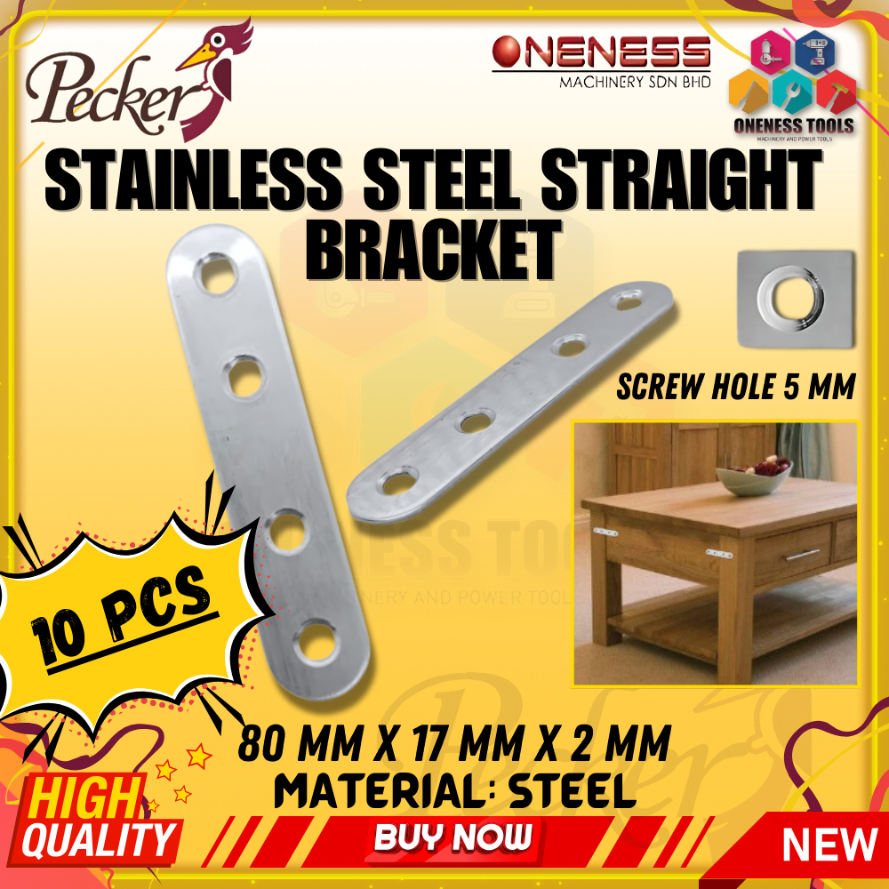 STAINLESS STEEL STRAIGHT BRACKET -80MM X 17MM X 2MM - X 10 PCS | Shopee ...