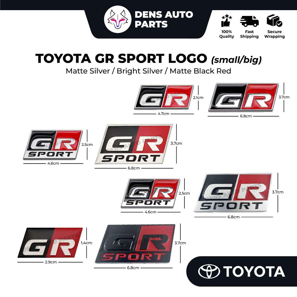 TOYOTA GR SPORT Metal Logo Big / Small GR Emblem Rear Tail Trunk Emblem ...