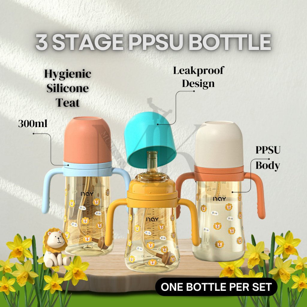 Mum's K NAY 300ML 3-in-1 Growth PPSU Feeding Bottle 3-stage Wide Neck Bottle Drop-Resistant 6M ...