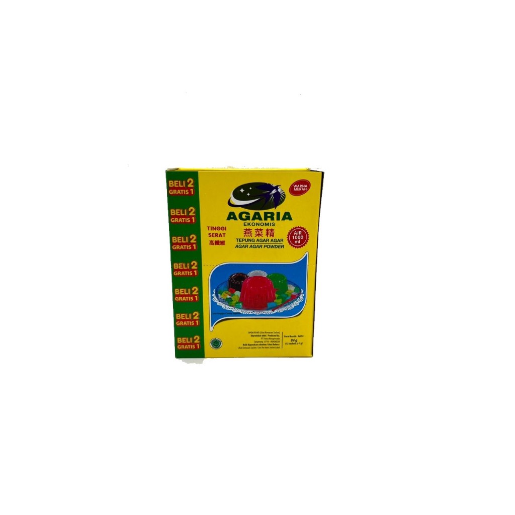 (Halal) Agaria Tepung Agar Agar, High Fiber 7g (Buy 1 Box free extra 6 ...