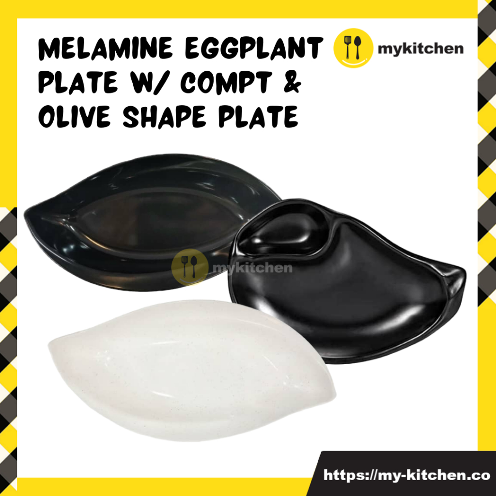 [MY KITCHEN] Melamine Eggplant Plate W/ Compt And Melamine Olive Shape ...