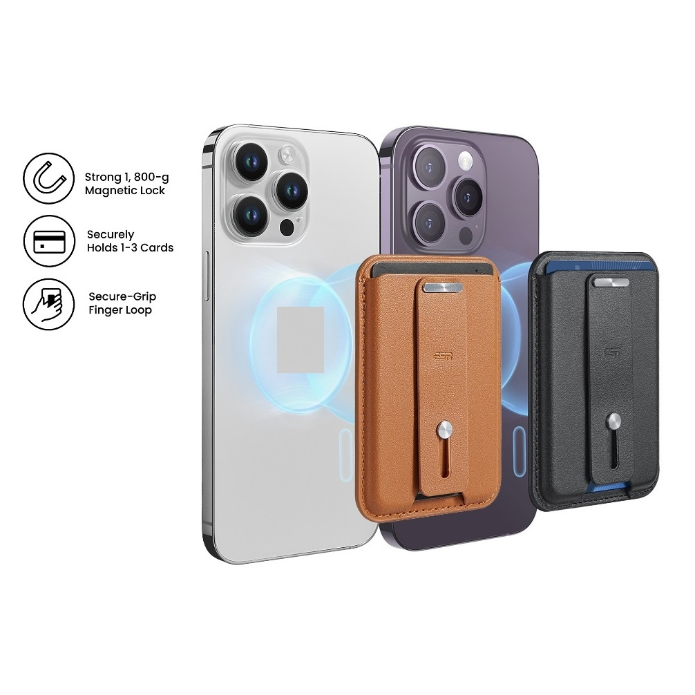 ESR HaloLock Magnetic Vegan Leather Wallet with Magnet Compatible and Finger-loop Grip - 2K612 ...