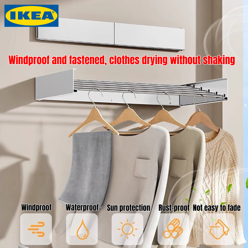 IKEA Wall-mounted towel rack balcony household clothes drying rack ...