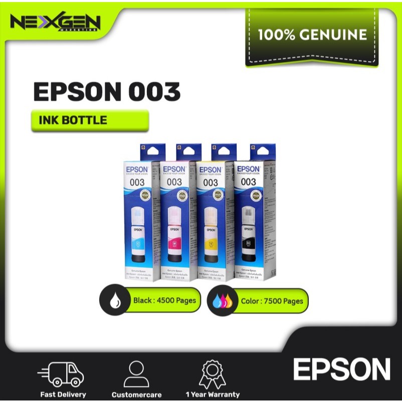 Epson T00V100 V200 V300 V400 (V003) BCMY Ink Bottle (65ml) / L3110 ...