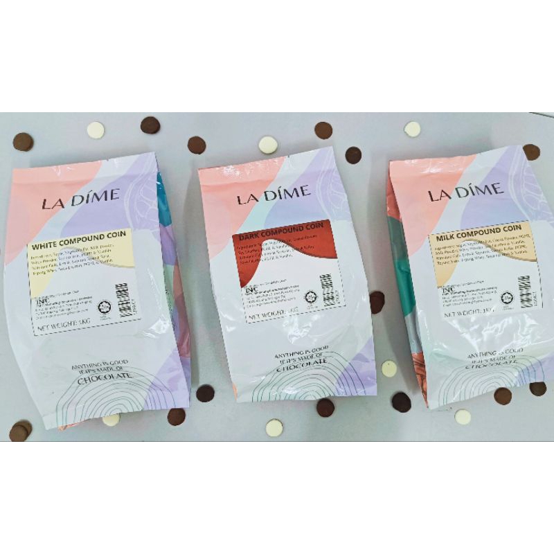 LA DIME CHOCOLATE MILK WHITE DARK COMPOUND COIN FLAKE 100g / 250g ...