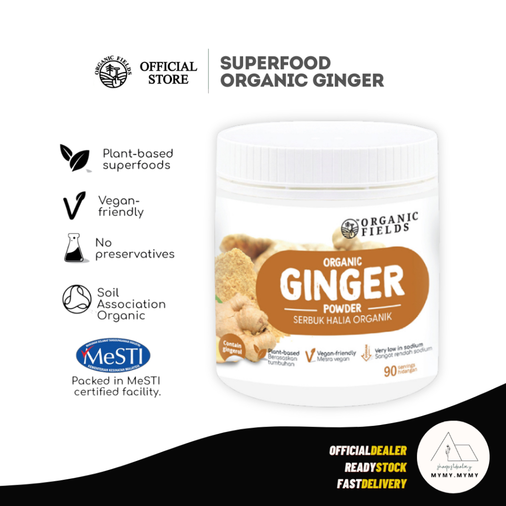 ORGANIC FIELDS Organic Ginger Powder 180gm Superfood Gingerol Makanan ...