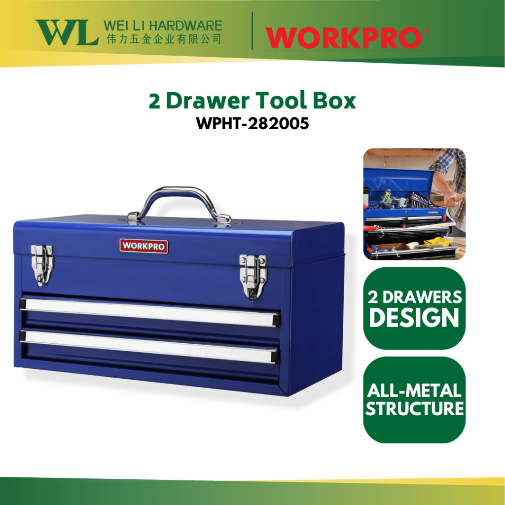 WORKPRO 2 Drawer Tool Box (WP282005)/ tool box drawer / tool box heavy ...