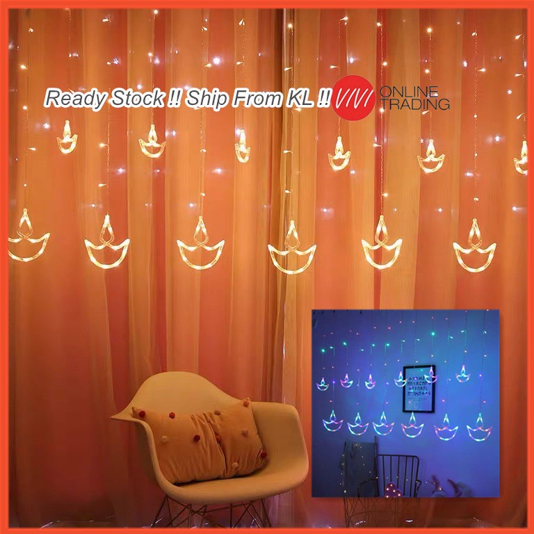 Deepavali Diwali Diya LED Light 138L Fairy String Light Decoration Light Curtain Light of Hope ...