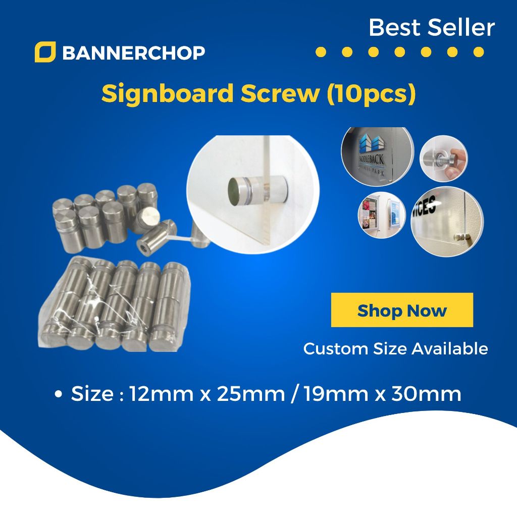 Malysia Silver-Advertising Signboard Screw Holder Stainless Steel Glass ...