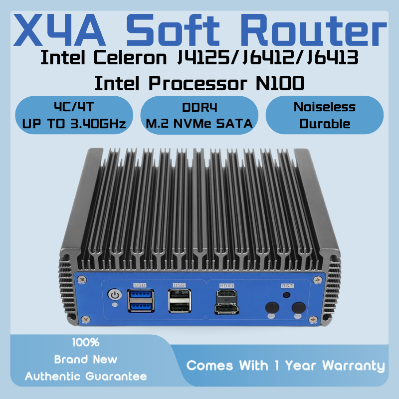 X4A Soft Router Intel Celeron J4125/J6412/J6413 Intel Processor N100 ...