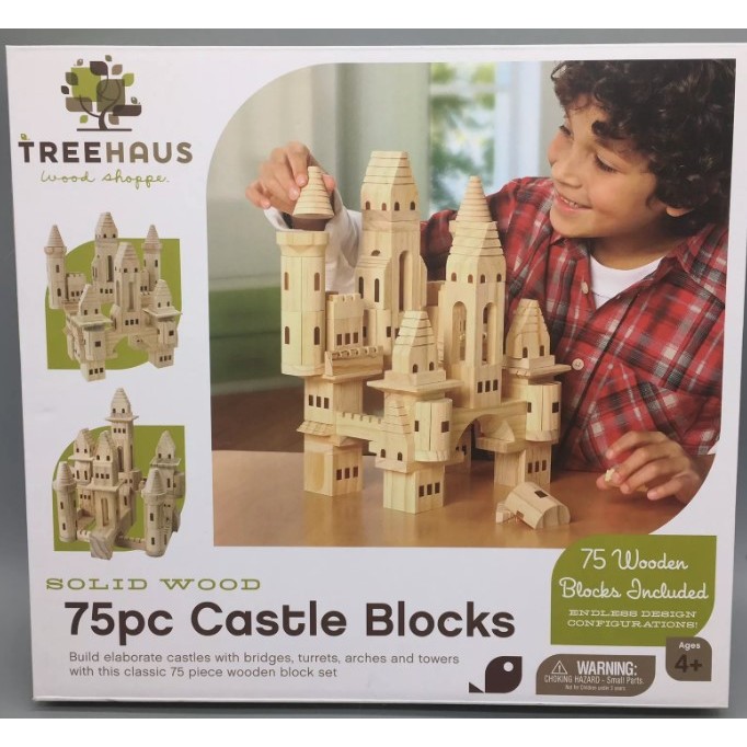 NEW Treehaus Wood Shoppe 75 p Castle Wooden Blocks Bridges Turrets ...