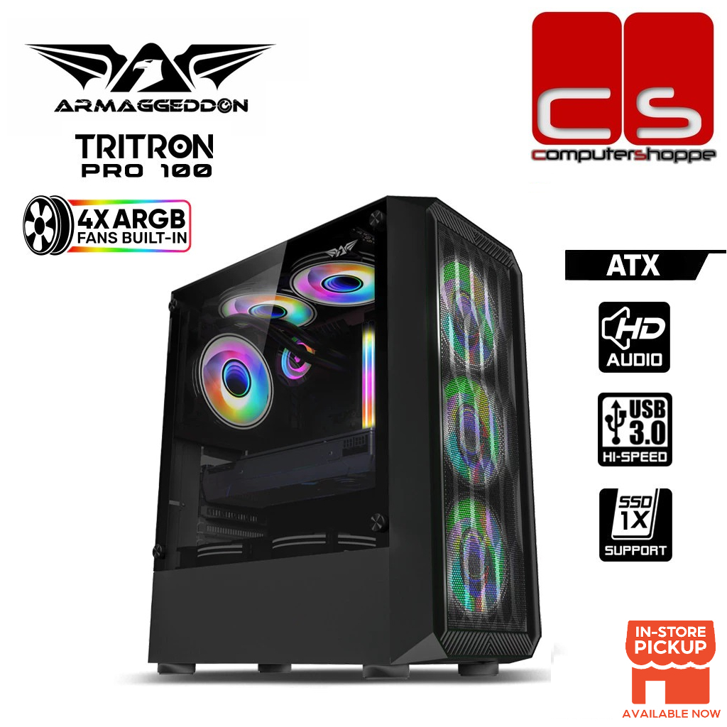 Armaggeddon Tritron Pro 100 ATX PC Case - Black/White | Shopee Philippines