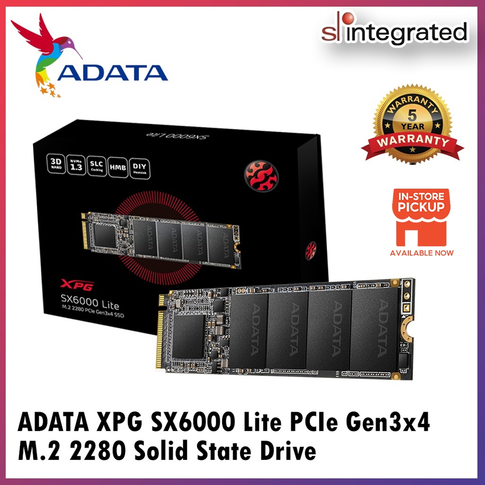 ADATA XPG SX6000 Lite PCIe Gen3x4 (256/512GB) M.2 2280 Solid State ...