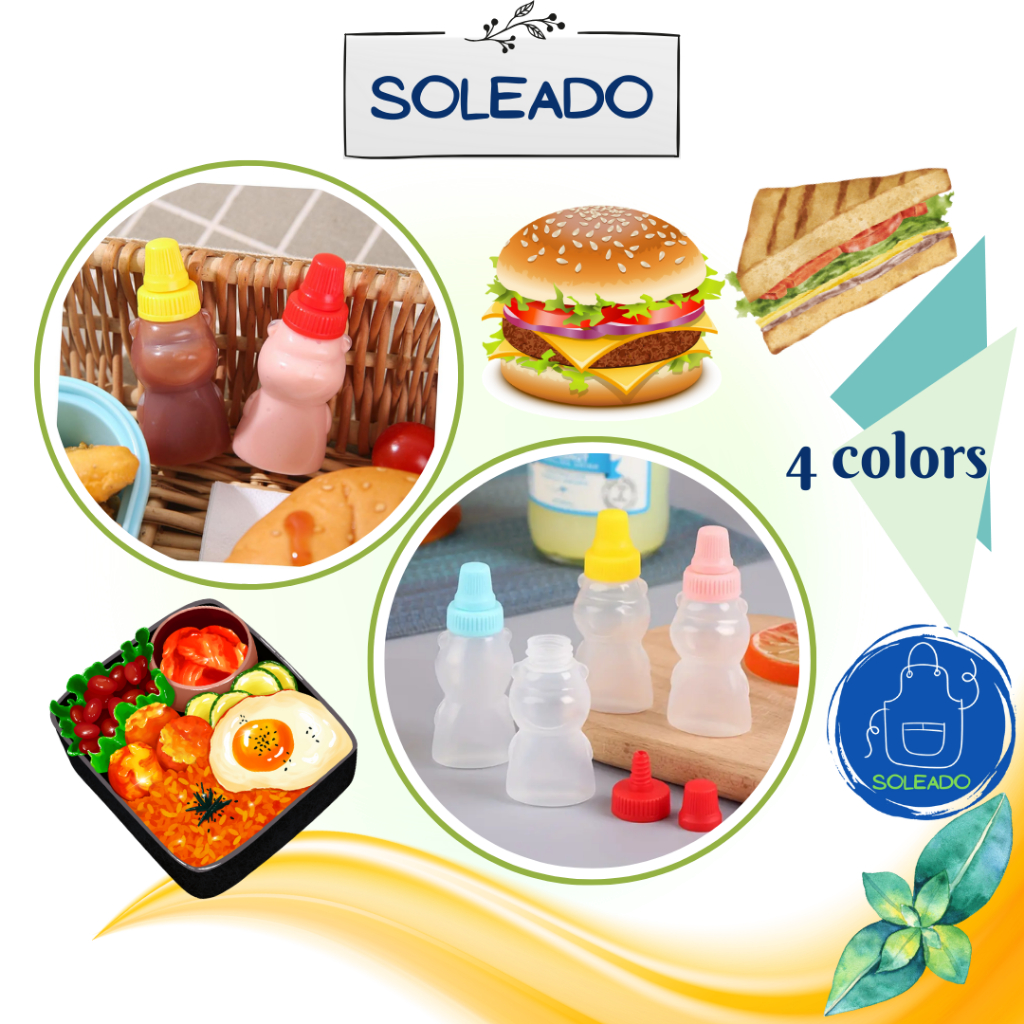 4pcs Mini Bear Shape Seasoning Bottle Plastic Condiment Sauce Squeeze ...