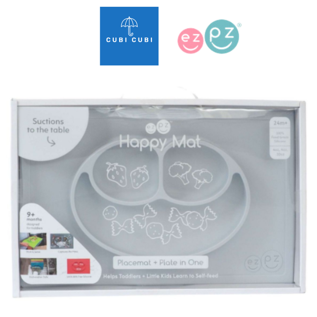 EZPZ Happy Mat : 100% Silicone Baby Plates with Suction and Built-in ...
