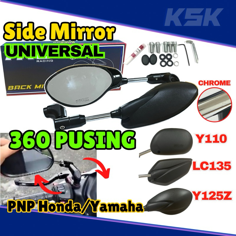 SIDE MIRROR 360 ROTATION TRC RACING UNIVERSAL BACK MIRROR Y15ZR Y15 ...