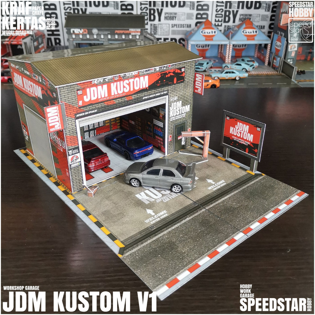 JDM Kustom Workshop Garage 1:64 Paper Model - Base Type B - 28 X 19 CM ...