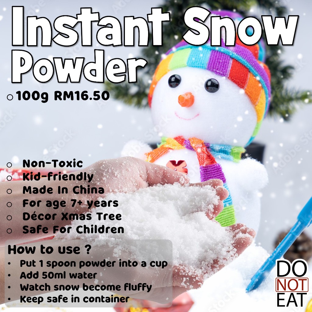 INSTANT SNOW POWDER - FAKE SNOW CAN MAKE CLOUD SLIME / DECORATION XMAS ...