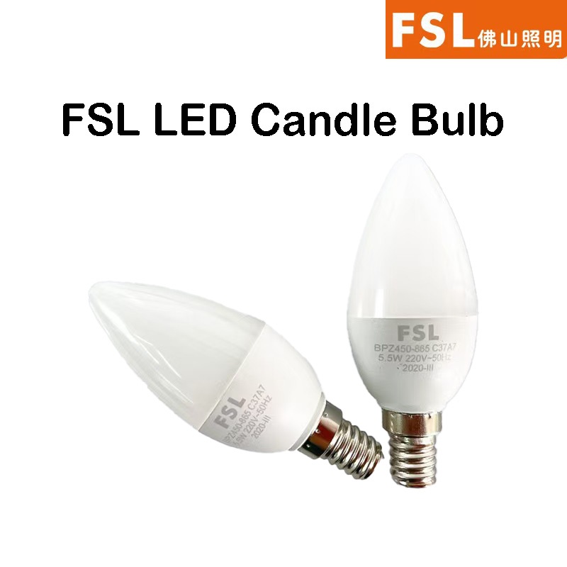 FSL Led Bulb Candle Led Bulb E14 Screw Base 5.5w Daylight 6500k Warm White 3000k | Shopee ...