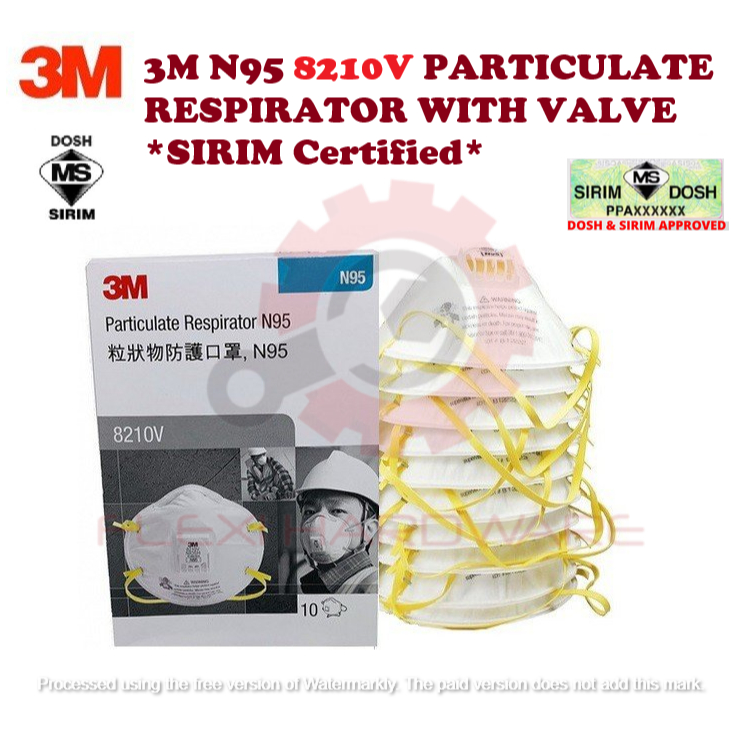 *SIRIM CERTIFIED* 3M N95 8210V PARTICULATE RESPIRATOR WITH VALVE ...