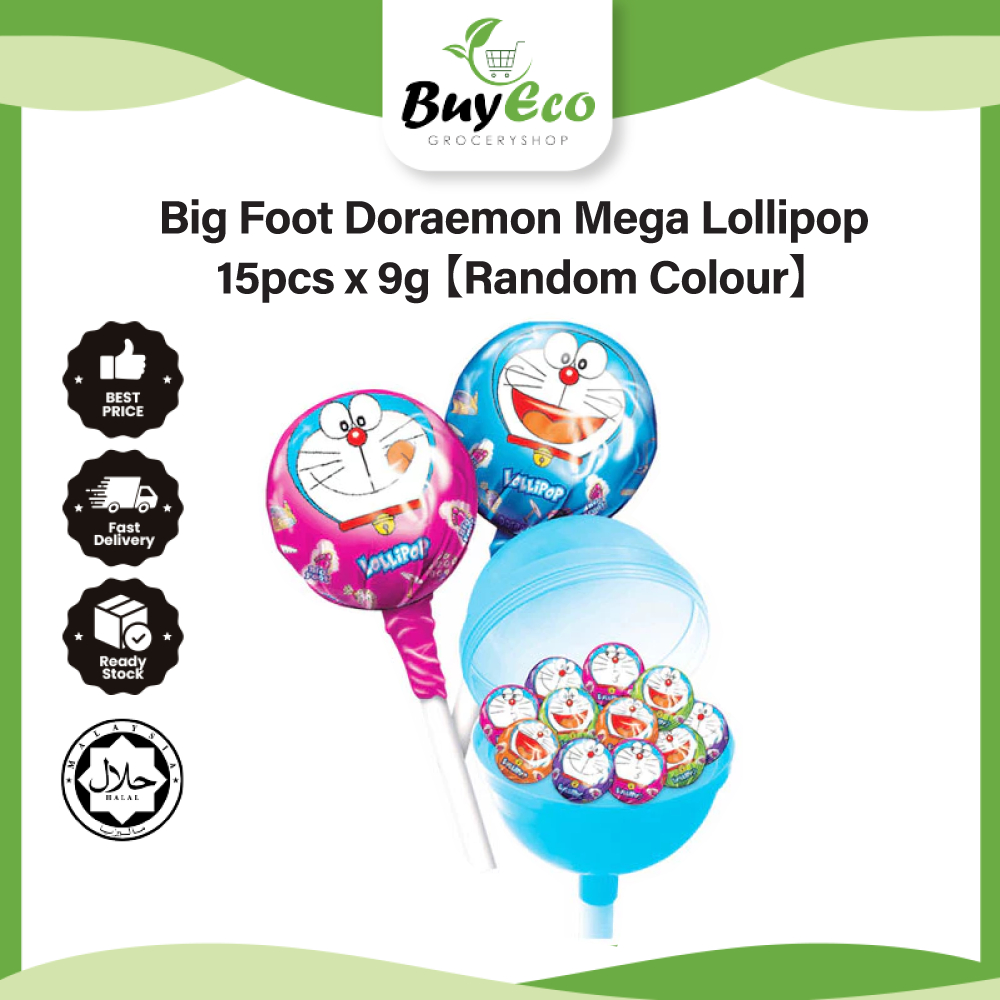 Big Foot Doraemon Mega Lollipop 15x9g 【Random Colour】 | Shopee Philippines