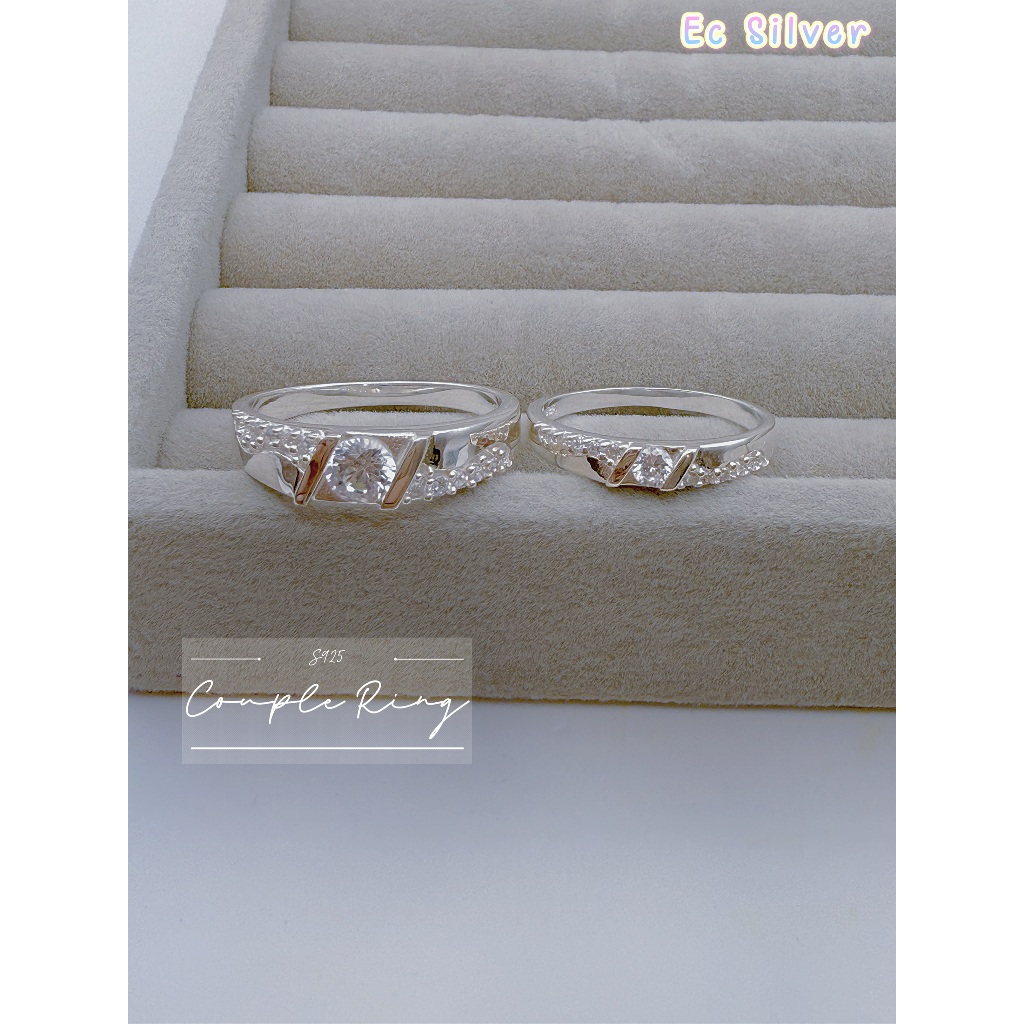 (R24) Silver 925 Stone Couple Ring / Stone Couple Ring | Shopee Philippines
