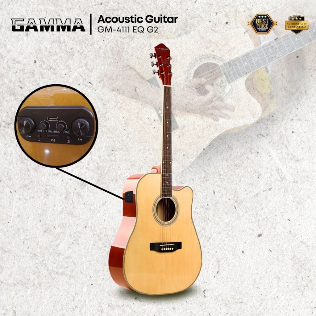 Gamma GM-4111-EQ (Glossy Finish) Dreadnought 41 inch Acoustic Guitar ...