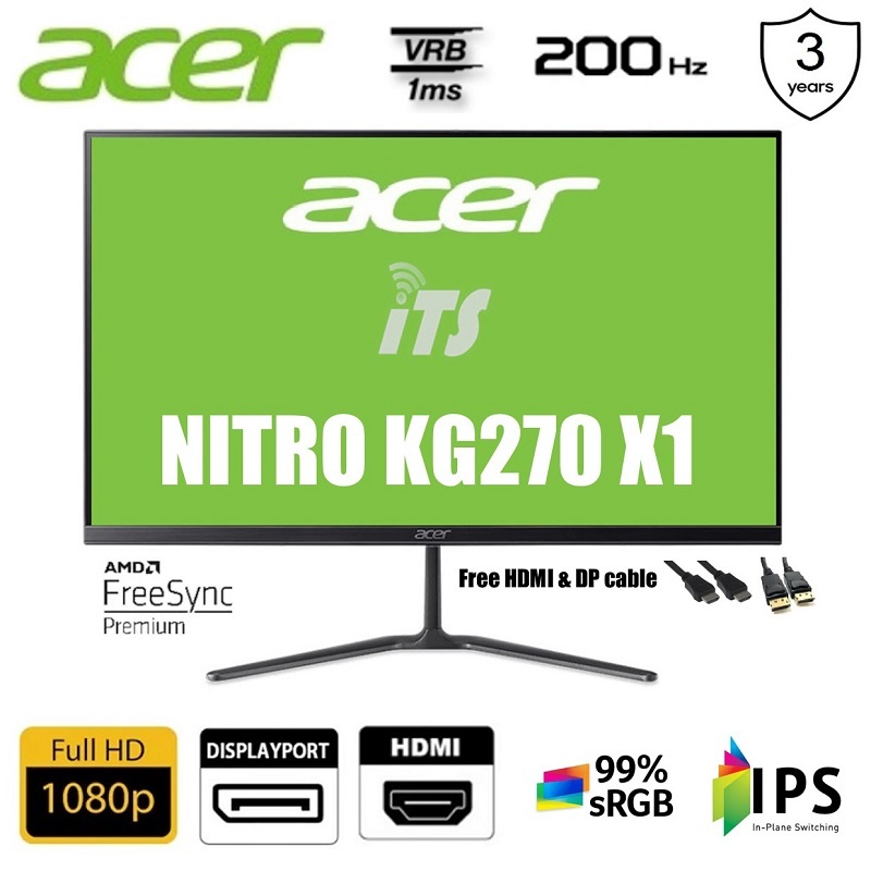 Acer 27" NITRO KG270 X1 1ms 200hz Gaming Monitor (Build-in Speaker ...