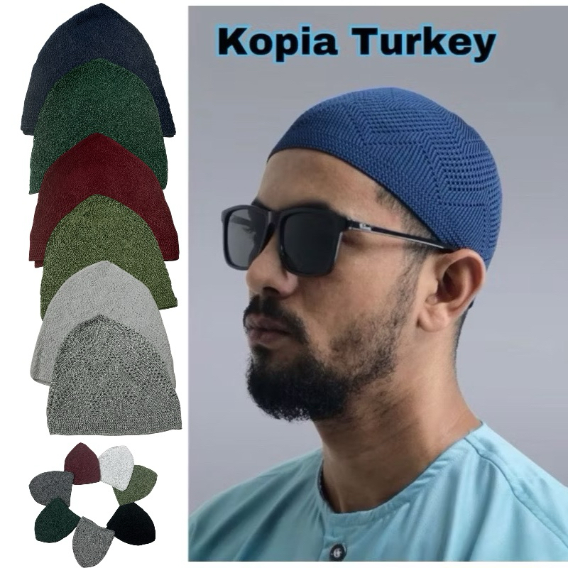 KOPIAH TURKEY Kait Cap Free Size MUSLIM UMRAH HAJI pakaian ibadah ...