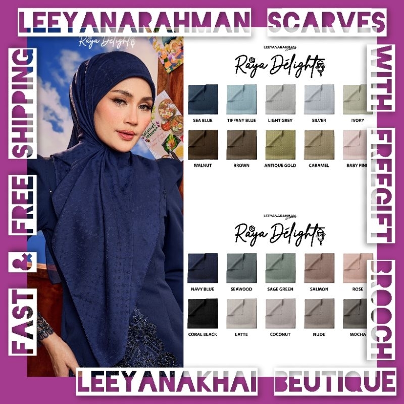Tudung Bawal LR Plain Raya Delight Monogram Leeyanarahman Scarves Plain ...