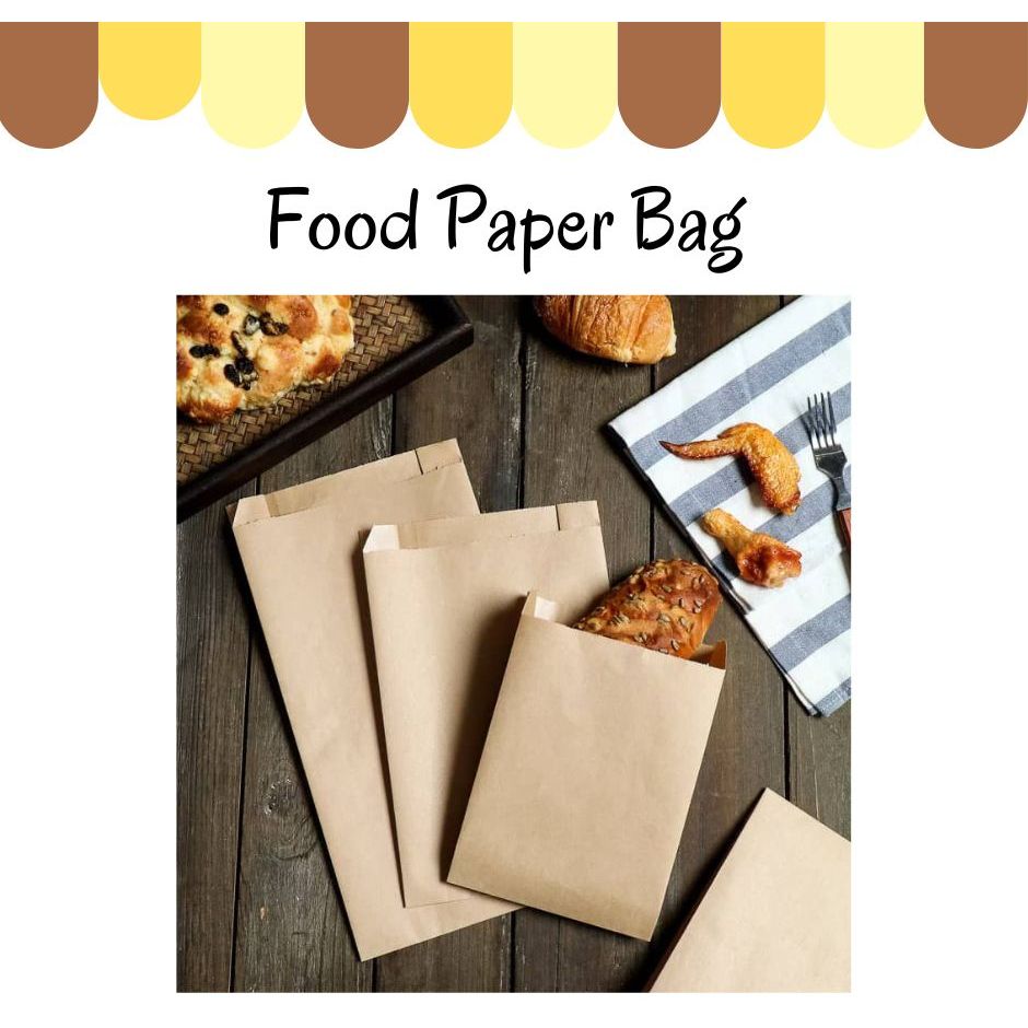 Food Baking Paper Bag / Disposable Craft Paper Bag / 食物防油纸袋 / 小吃纸袋 ...