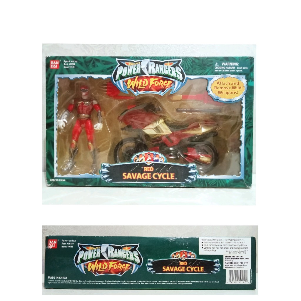 Vintage BANDAI Saban's Power Rangers Wild Force Red Savage Cycle 2002 ...